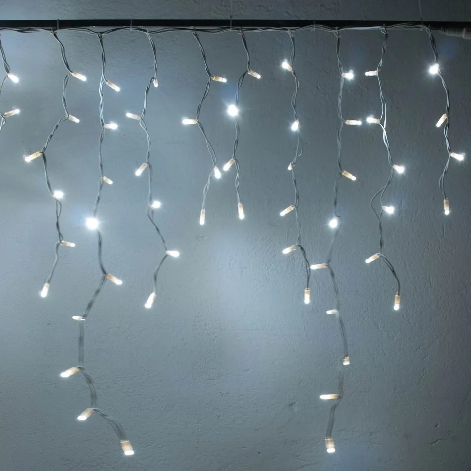 Easy Fix venkovní LED rampouchy, světelné, 300 × 90 cm, ledově bílá, 174 diod, bílý kabel, IP67, prodlužovací