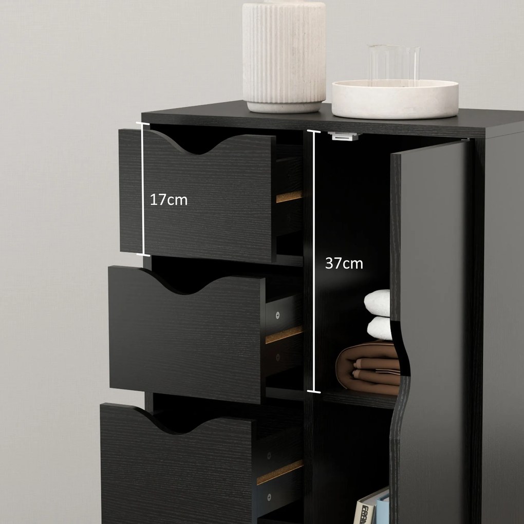 HOMCOM Moderní úložný kabinet s 1 skříňkou a 4 zásuvkami - Dřevo - do obývacího pokoje, kuchyně, předsíně, jídelny - Černý