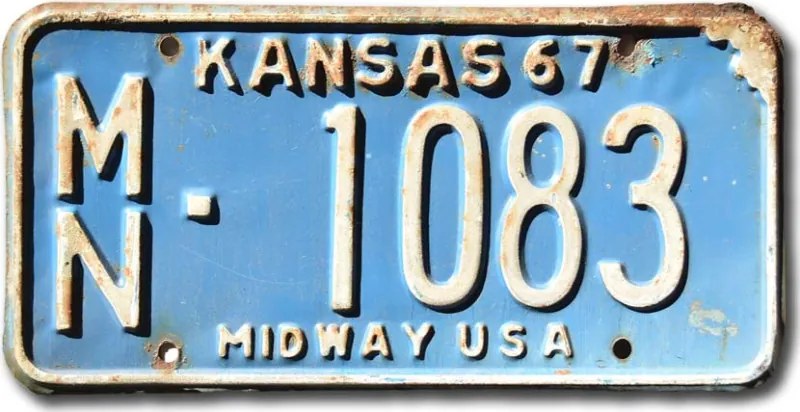 Americká SPZ Kansas 1967 Blue Midway MN-1083