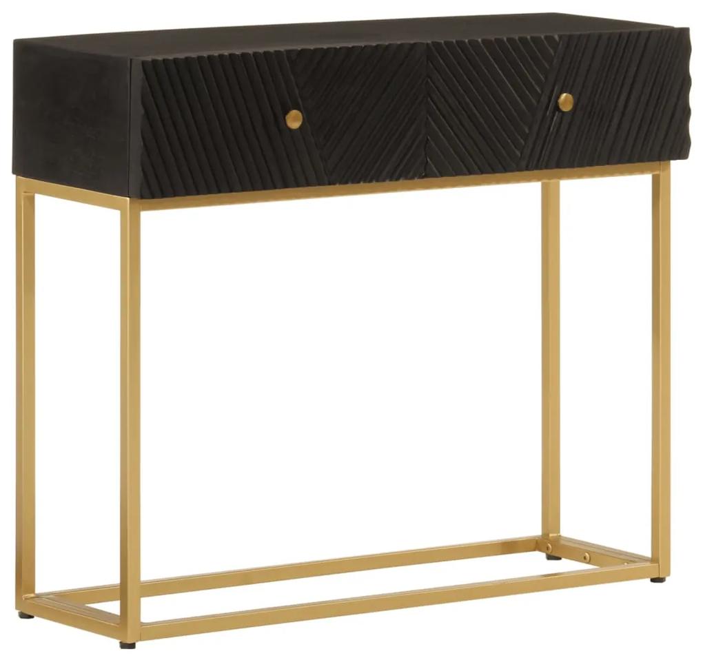 Konzolový stolek černý 90x30x76 cm masivní mangovník a železo,  372028