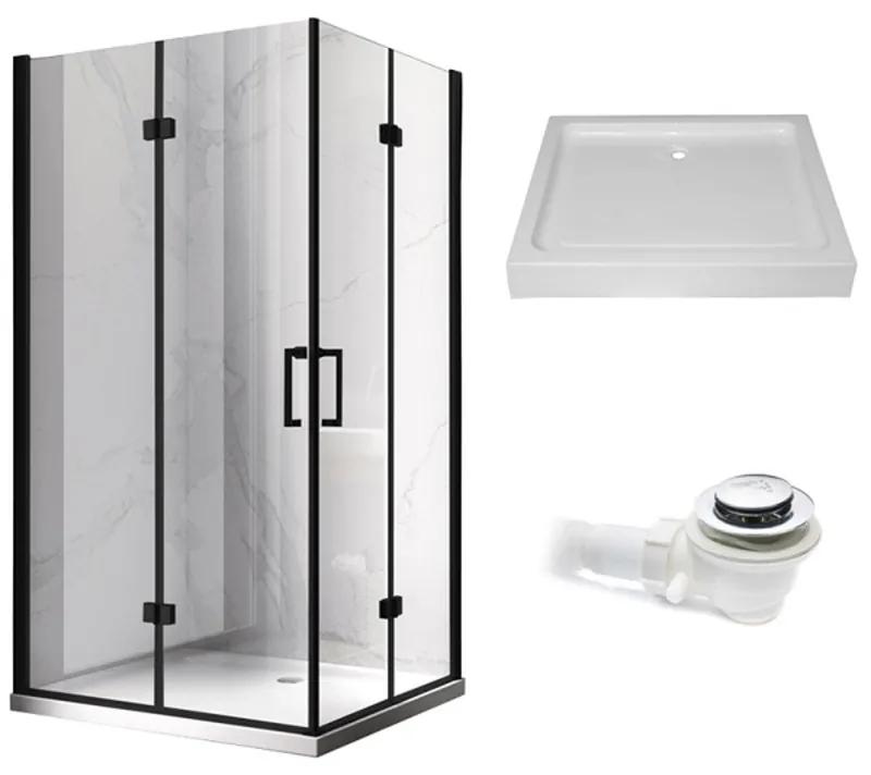 BPS-koupelny Obdélníkový sprchový kout HYD-OK12B 100x80 černý/transparent + vanička HYD-OSV-SXL03C bílá