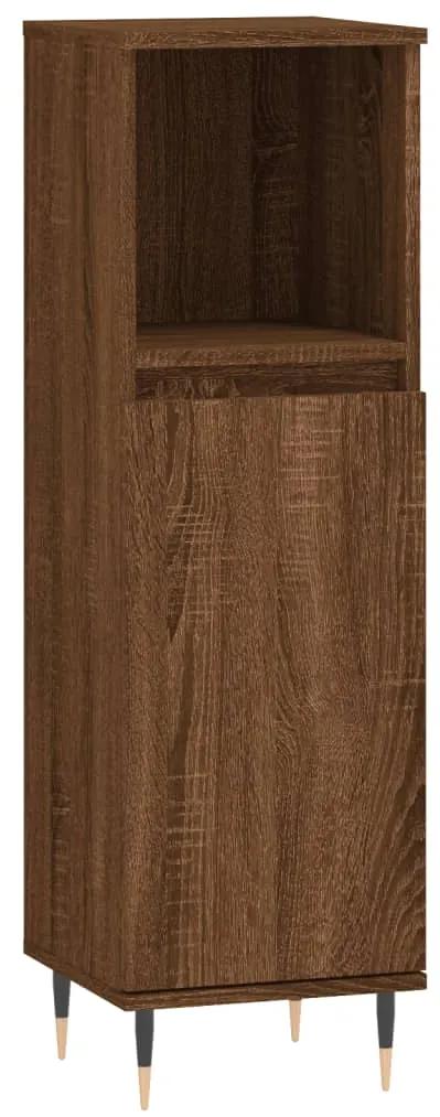 3dílný set koupelnových skříněk hnědý dub kompozitní dřevo,  3187788