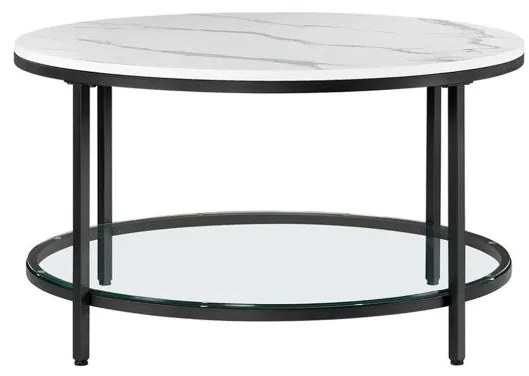 Kulatý konferenční stolek mramorový dekor 80 cm