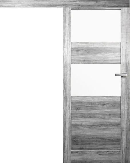 posuvné interiérové dveře na stěnu vasco doors TEO model 4 Průchozí rozměr: 70 x 197 cm, Orientace dveří: Levé dveře, Dekor: Dub Aljaška