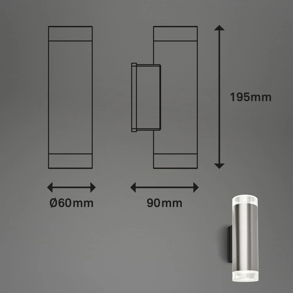 BRILO 3072022 Venkovní svítidlo 19,5 cm vč. 2x GU10 4,7W 400lm nerez ocel - BRILO