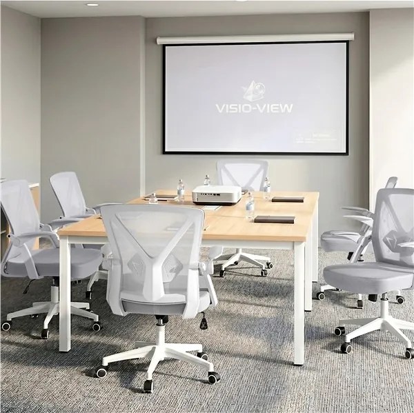 Kancelářská židle Yaheetech – světle šedá, 59 cm (šířka) × 57,5 cm (hloubka) × 90 cm – 100 cm (výška) (267709144495)