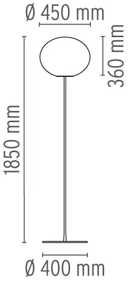 Flos Glo-Ball F3, stojací lampa z triplexového skla se stmívačem, černá, 1x150W E27, výška 185cm