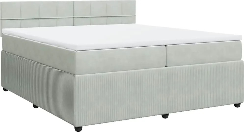 Box spring postel s matrací světle šedá 200x200 cm samet 3287830