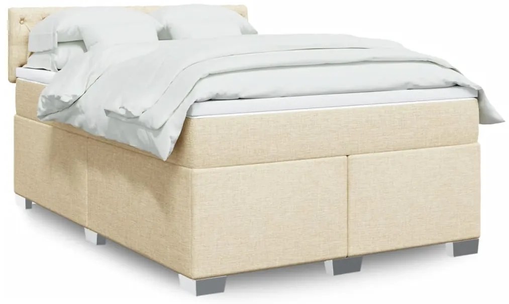 Box spring postel s matrací krémová 140x190 cm textil 3285895