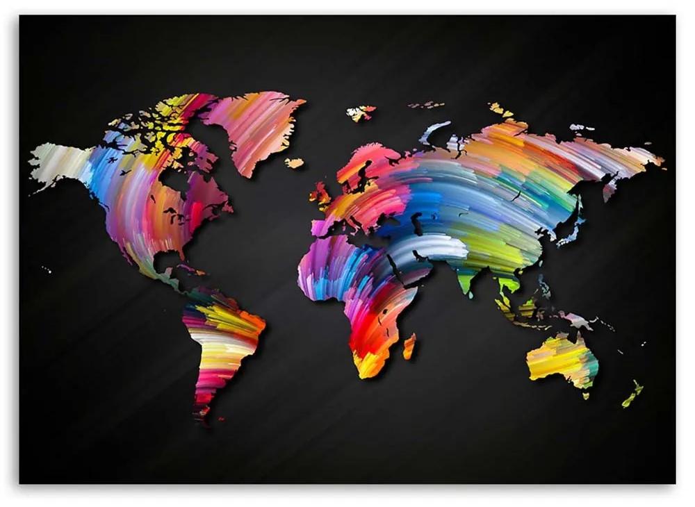 Gario Obraz na plátně Mapa světa s různými barvami Rozměry: 60 x 40 cm