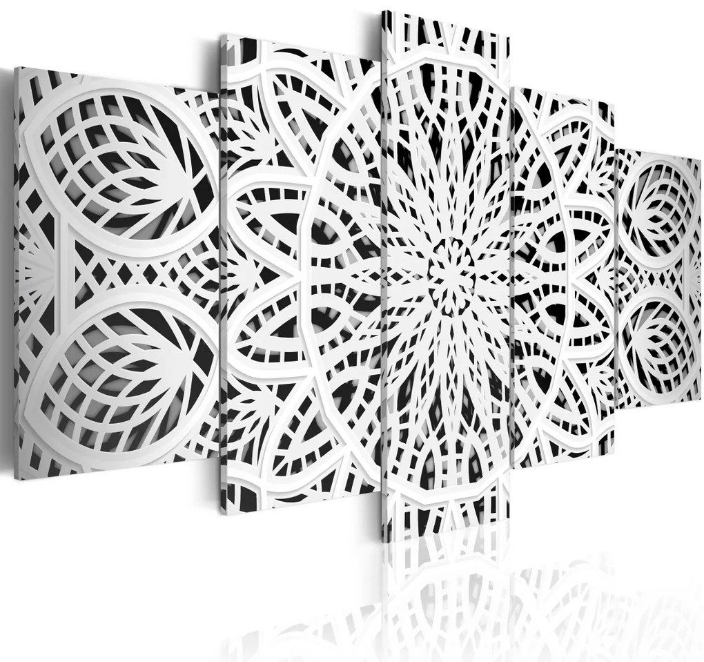 Obraz Mandala bílá + háčky a hřebíčky ZDARMA Velikost (šířka x výška): 100x50 cm