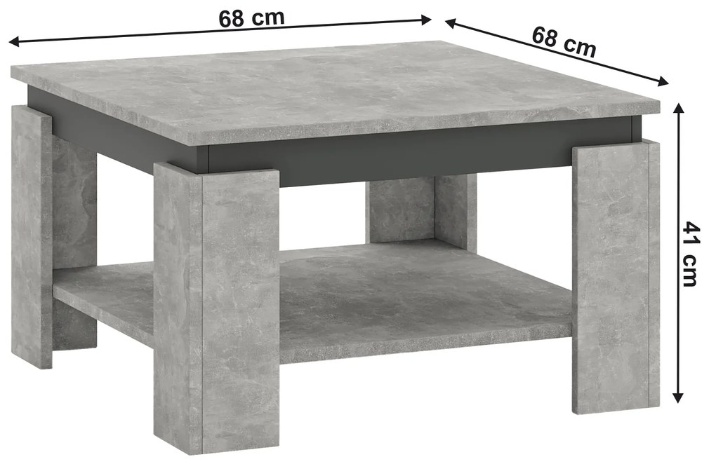 Konferenční stolek LEJSY 68x68 cm, lamino beton a grafit