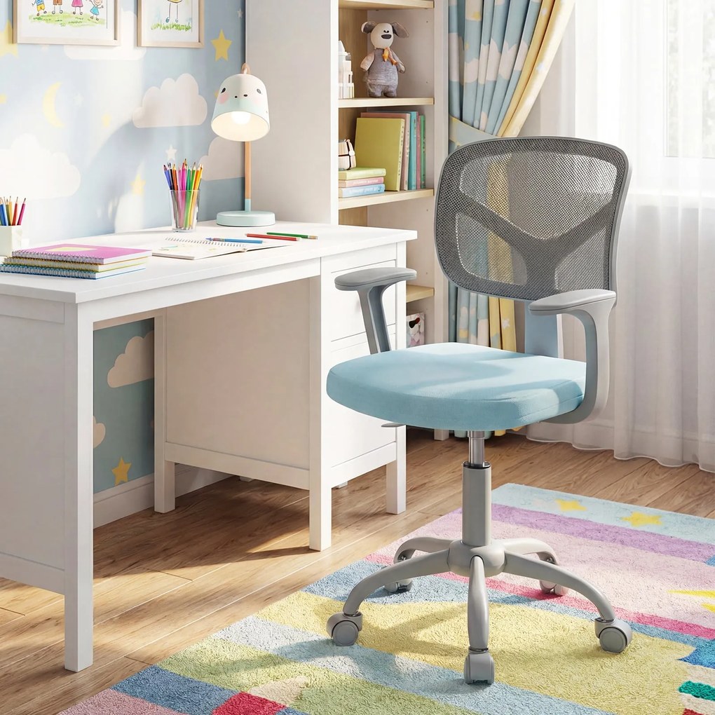 Costway Ergonomická dětská psací židle s nastavitelnou výškou a – modrý