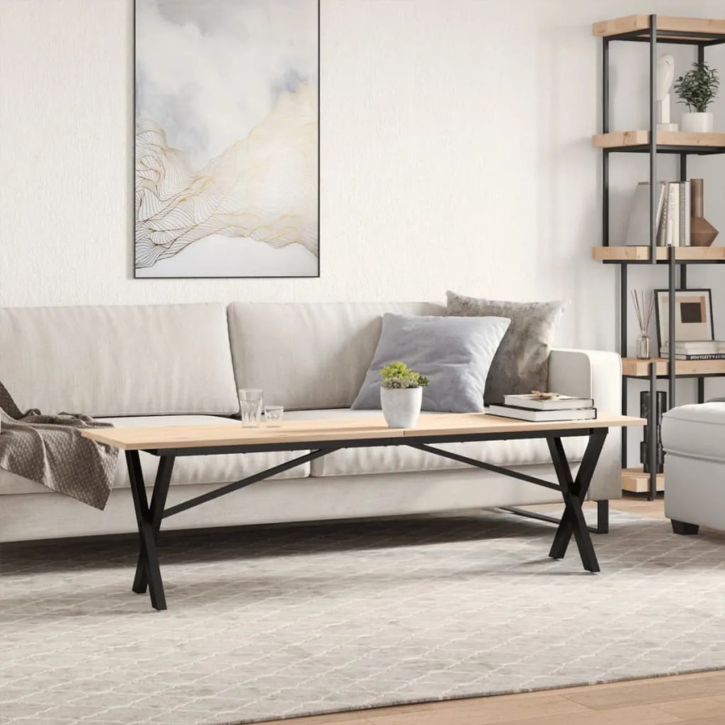 Konferenční stolek s X rámem 160x40x45 cm borové dřevo a ocel 3282690