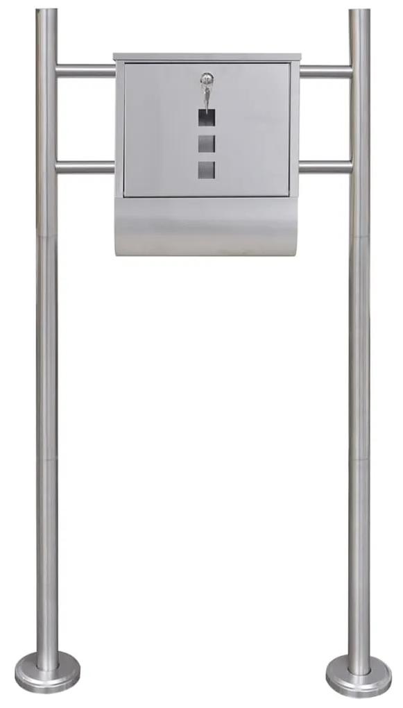 vidaXL Poštovní schránka na stojanu z nerezové oceli