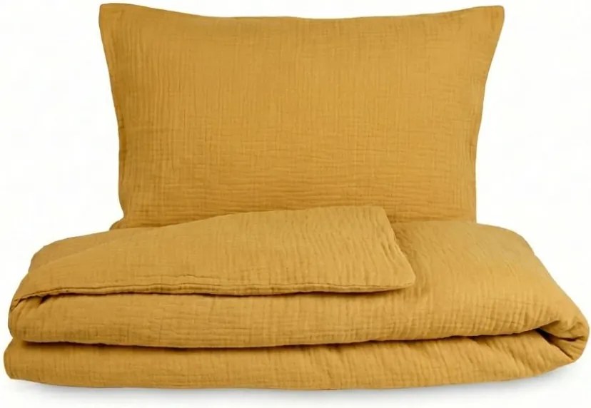 Kvalitex Mušelínové povlečení žluté 1x 140/200, 1x 70/90cm