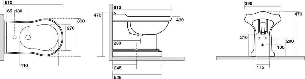 Sapho Kerasan Retro stojící bidet 39 x 43 x 61 cm bílý 102201