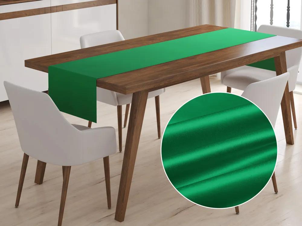 Biante Saténový běhoun na stůl polyesterový Satén LUX-028 Irská zelená 35x140 cm