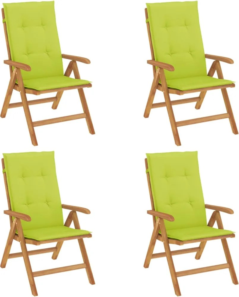 Skládací polohovací křesla s polštáři 4 ks, masivní teak 3196474
