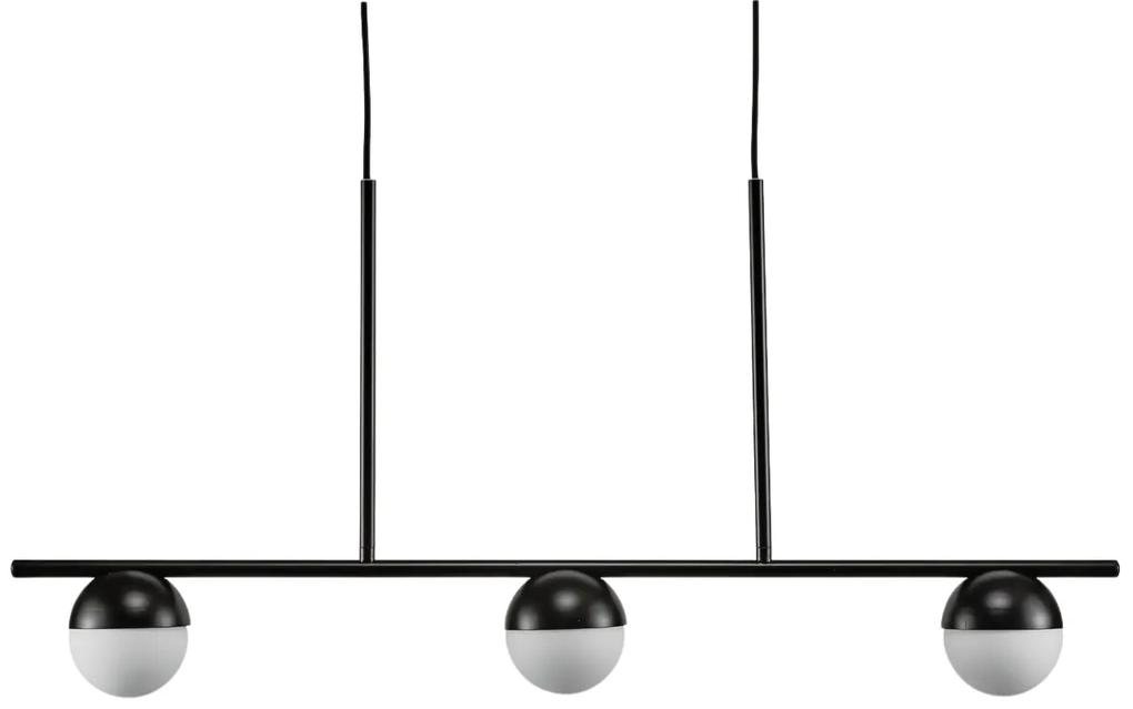 Nordlux Opálově bílé skleněné závěsné světlo Contina s černou základnou 90 cm