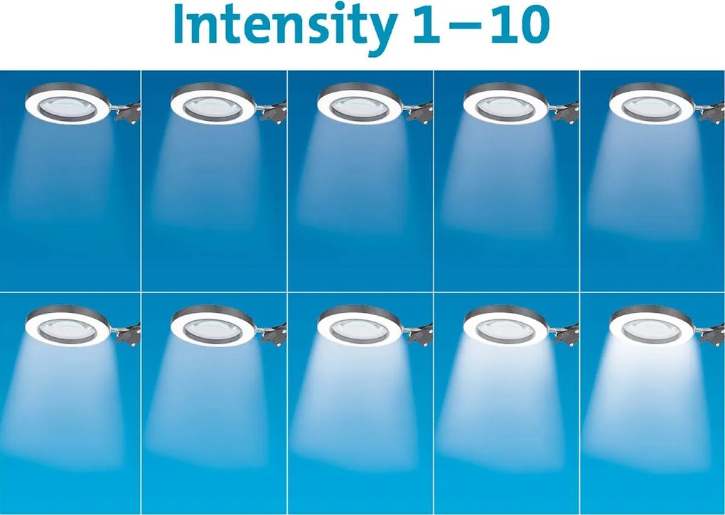 Lampa stolní s lupou, USB napájení, 1300 lm, 3 barvy světla, 5 × zvětšení EXTOL LIGHT 43160