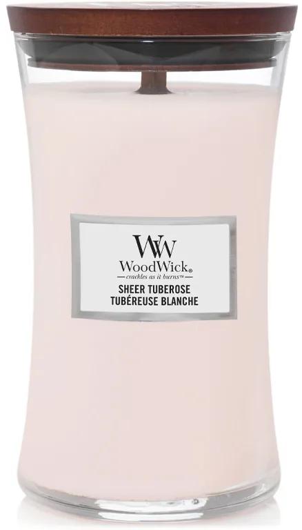 WoodWick – svíčka Sheer Tuberose (Jemná tuberóza) Velikost: střední 275 g