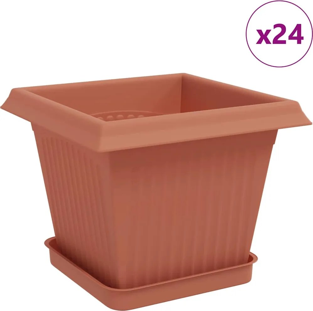 Květináče 24 ks Cihlově červená Plast 3403305
