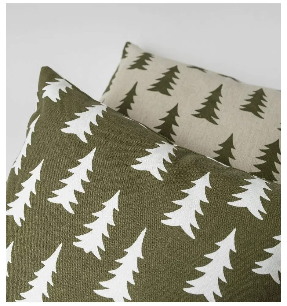 Povlak na polštář GRAN LINEN olive green 50x50, Fine Little Day Švédsko Zelená