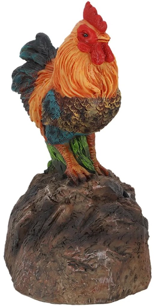 Zahradní figurka z polyesterové pryskyřice Rooster, 11,4 cm, vícebarevná
