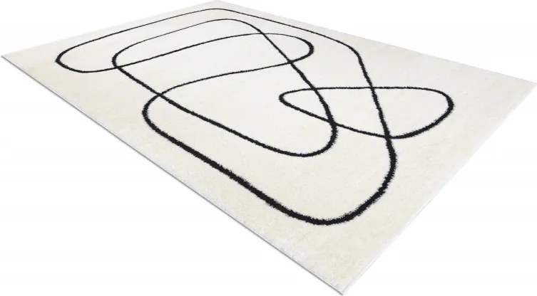 Dywany Łuszczów, Kusový koberec Mode 8377 abstract cream/black, 160x220, bílá, chodba / předsíň