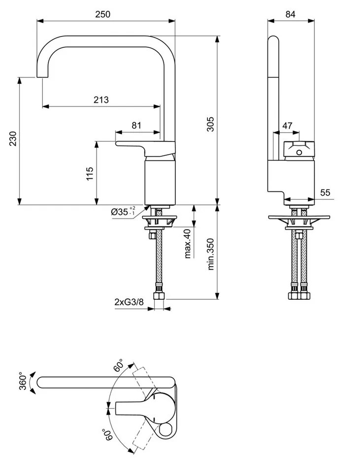 Ideal Standard Active - Kuchyňská baterie s vysokým vývodem, Chrom, B8084AA