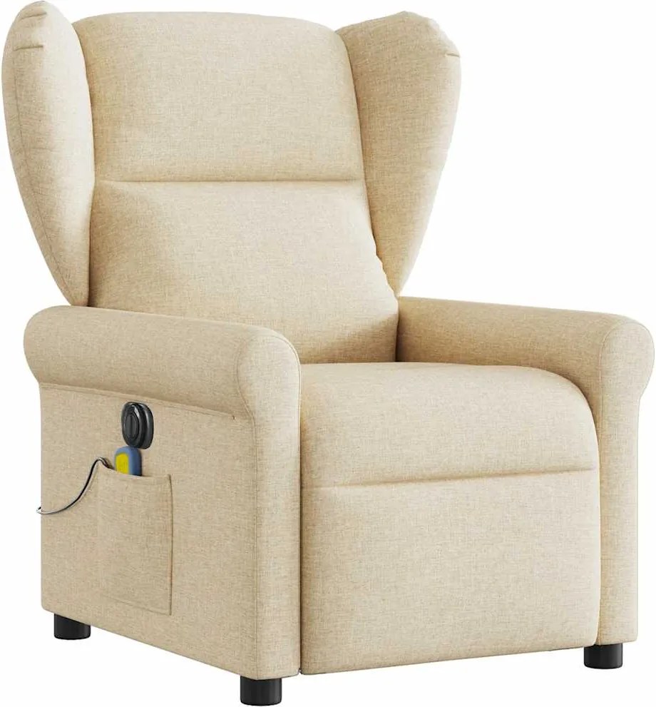Elektrické masážní polohovací křeslo krémové textil 3303372
