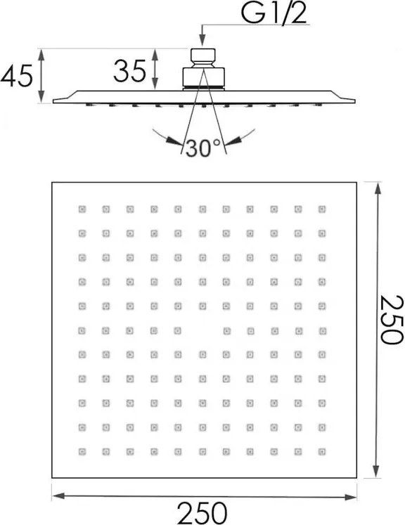 Erga Erga, SLIM sprchová hlavice o průměru 25x25 cm, chromová, ERG-YKA-BP.CBE-25-CHR