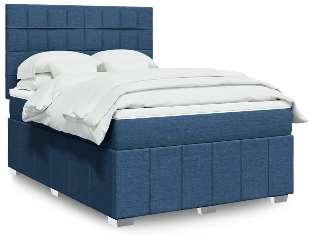 Box spring postel s matrací modrá 140x200 cm textil 3291697