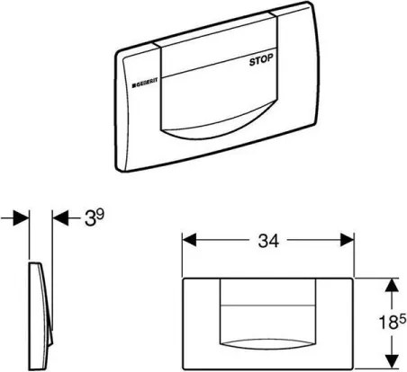 Geberit 115.222.11.1 - Splachovací tlačítko 200F 34x18,5 alpská bílá