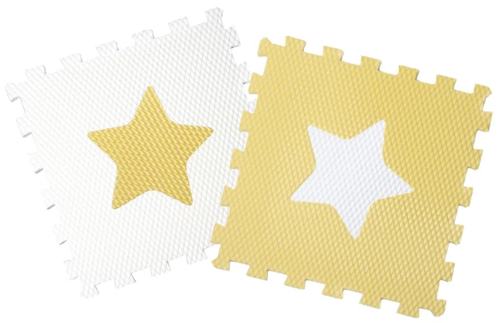 Vylen Pěnové podlahové puzzle Minideckfloor s hvězdičkou  Bílý s hnědou hvězdičkou 340 x 340 mm