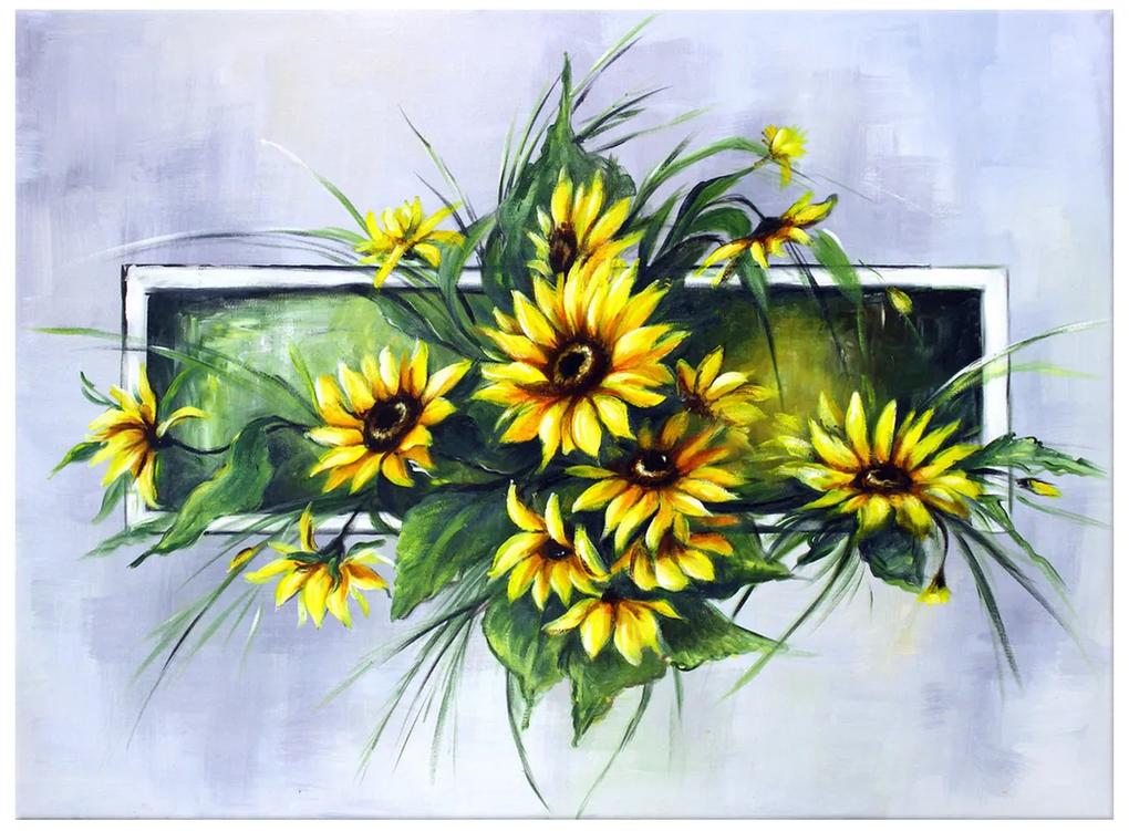 Gario Ručně malovaný obraz Kytice slunečnic Rozměry: 120 x 80 cm