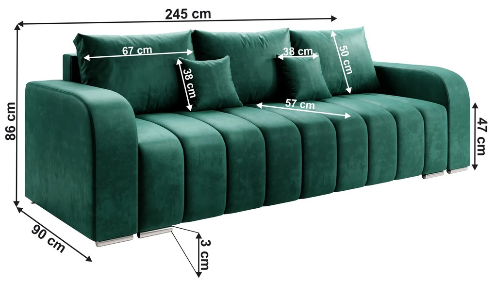 Kondela Rozkládací pohovka, smaragdová, PORIMA
