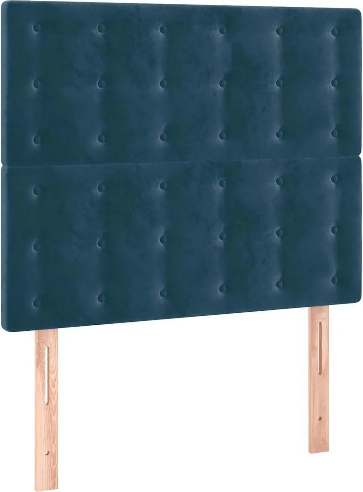 Čelo postele s LED tmavě modré 90x5x118/128 cm samet 3122898