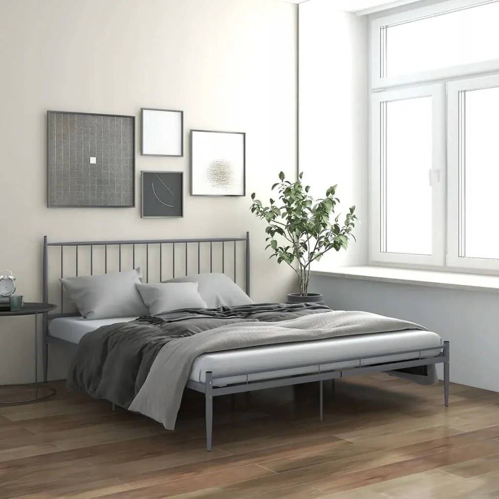Dvojlůžko kovové VidaXL Bedroom 200x200 odstínů šedé
