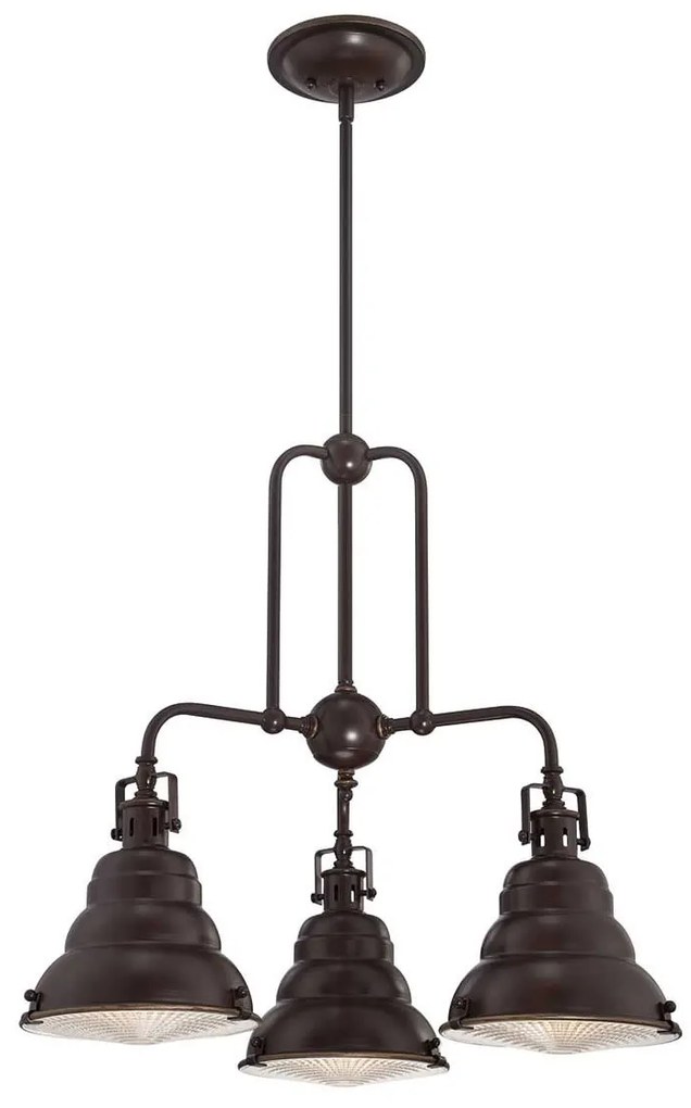 Elstead Industriální tříramenný lustr Quoizel Eastvale Palladianský bronz 3x E27