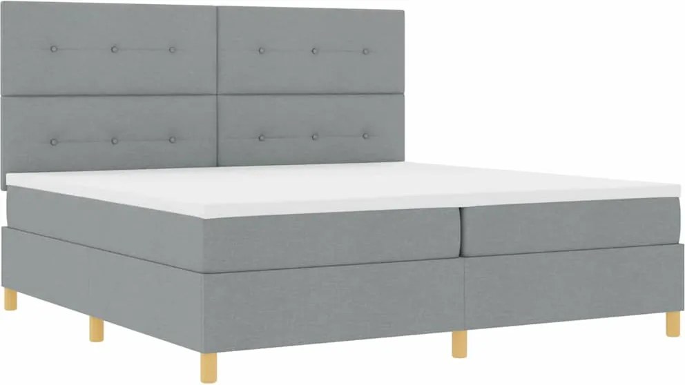 Postel s boxspringem s čelo Světle šedá 200 x 200 cm textil 3339644