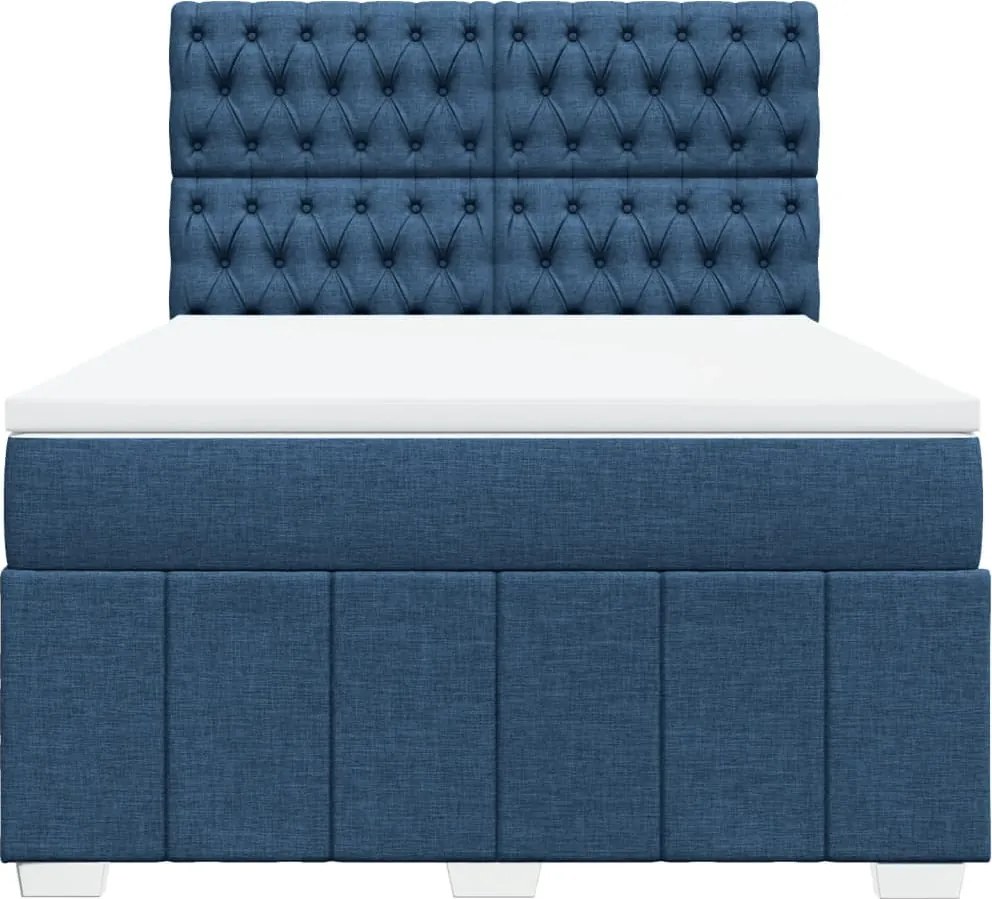 Box spring postel s matrací modrá 140x200 cm textil 3294004