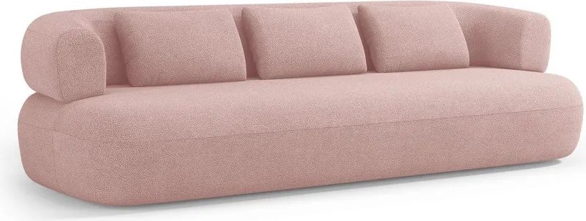 Světle růžová pohovka z textilie bouclé 200 cm Jenny – Micadoni