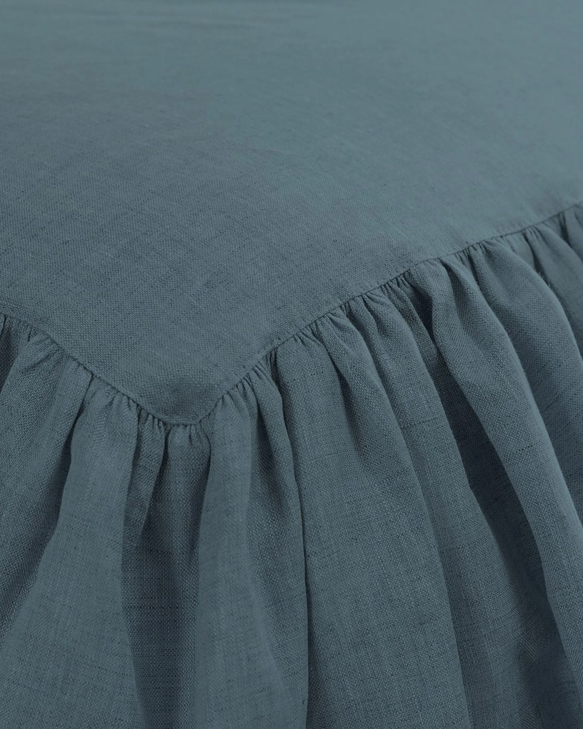 Přehoz Linen Frilly 160 x 210 cm smaragdový
