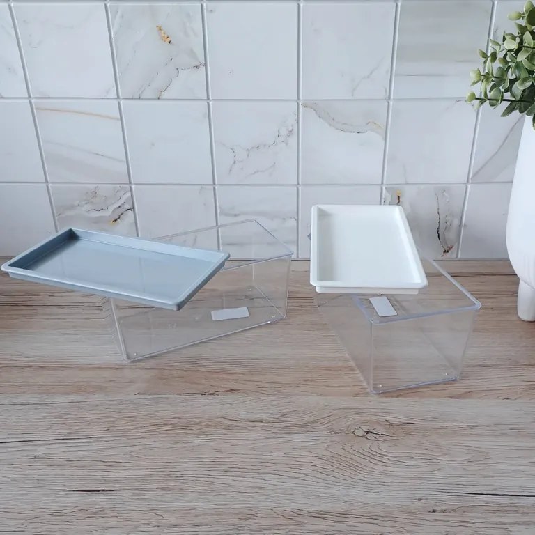 DÓZA NA SUCHÉ POTRAVINY 800 ml – nízká, průhledná | DomaLEP varianta: ŠEDÁ