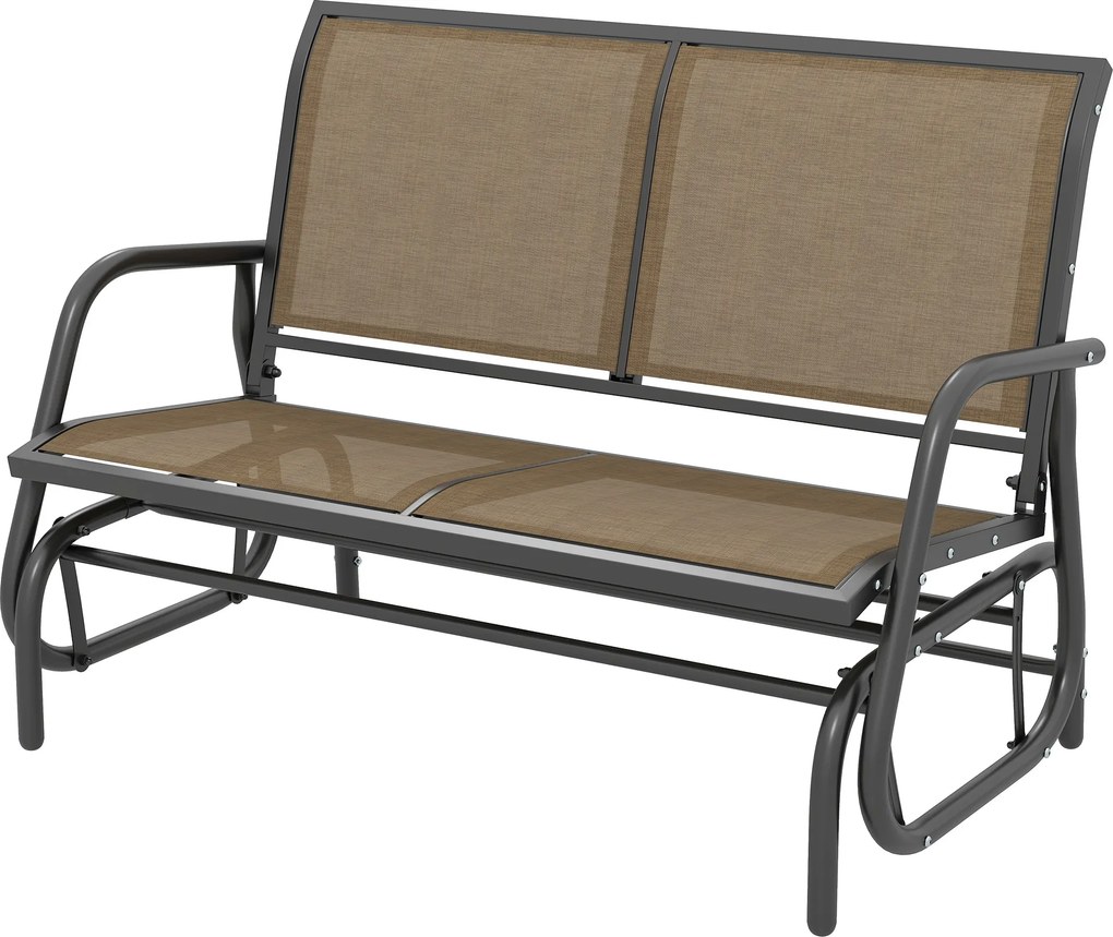 Outsunny zahradní houpací lavička pro 2 osoby z kovu a síťoviny, 120 x 70 x 85 cm, světle hnědá