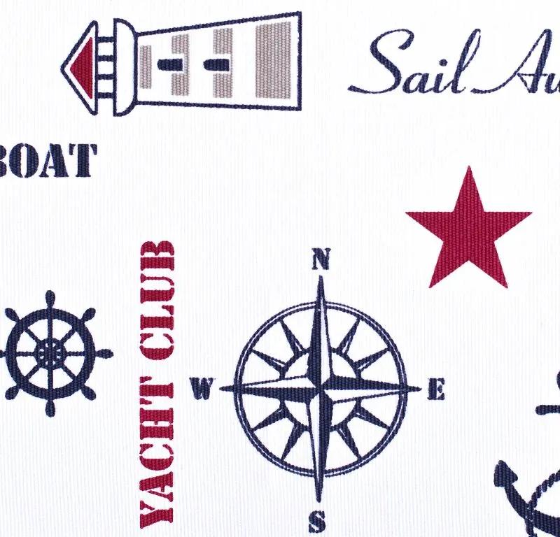 SCANquilt utěrka DEKORO sailing bílomodročervená 50 x 70 cm