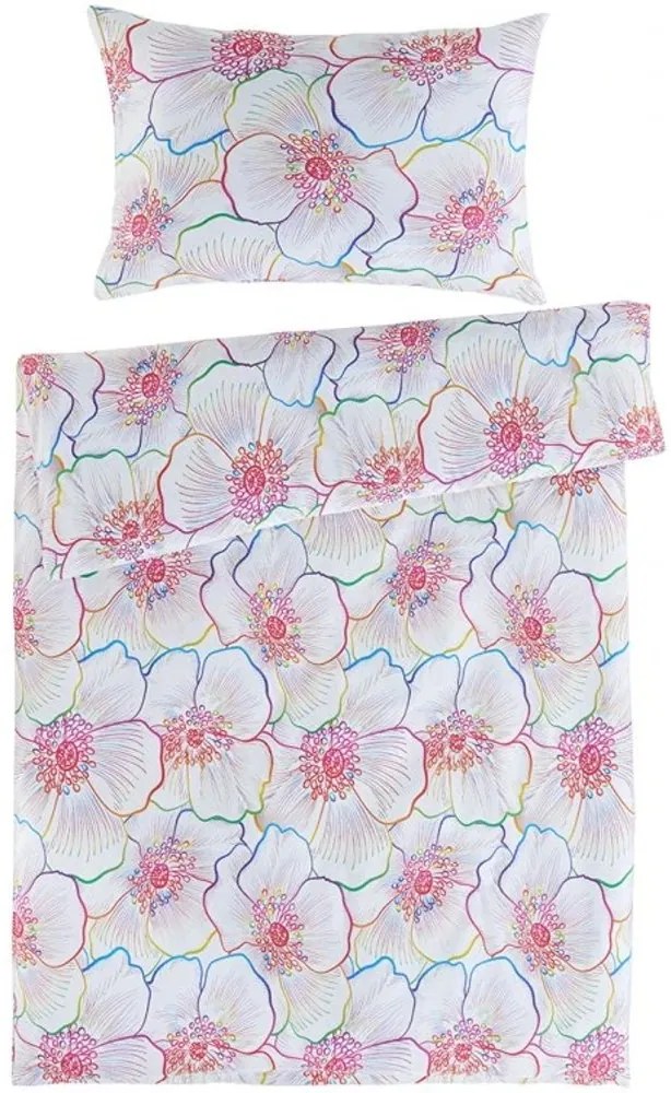 Saténové ložní povlečení Bloom s velkými květy ibišků - Bedtex Exclusive - 100% prémiová bavlna - 70 x 90 cm + 140 x 200 cm