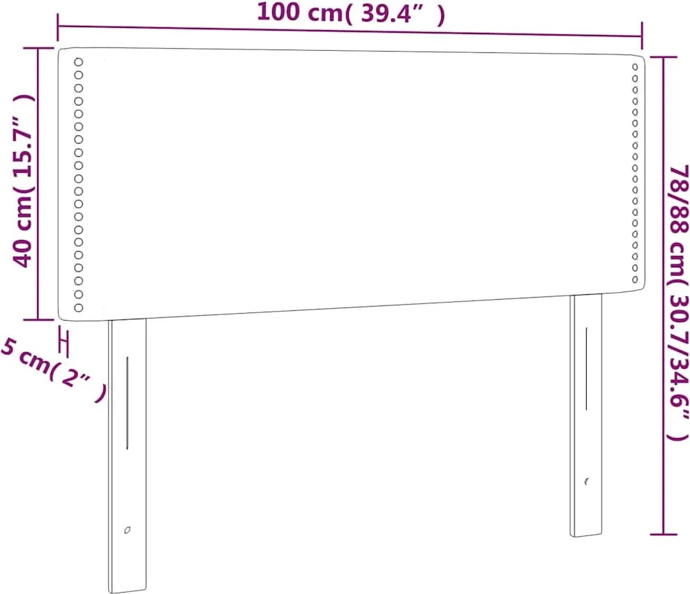 Čelo postele s LED tmavě šedé 100x5x78/88 cm textil 3121463